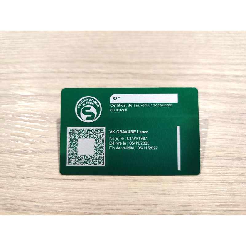 Carte Aluminium SST - Personnalisé - Gravure laser